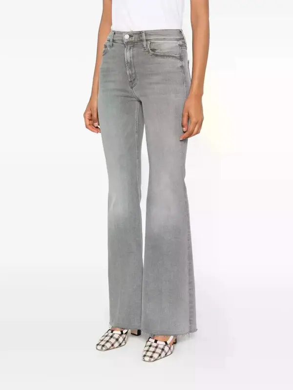 MOTHER Fray Hem Flare Leg Jeans - Grey