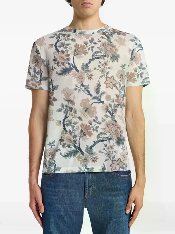 Etro Floral-print T-shirt - Neutrals