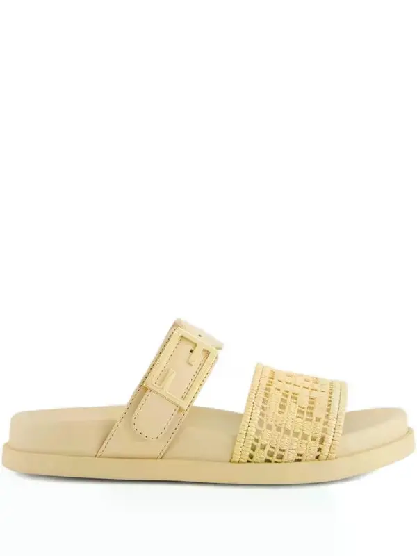 Fendi Feel Buckle Woven Sandals - Neutrals