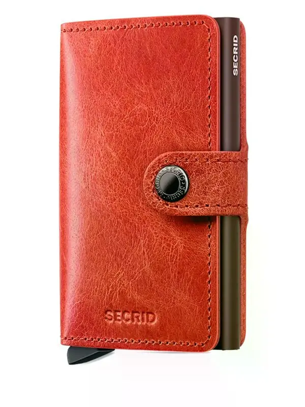 SECRID Leather Button Card Holder - Orange