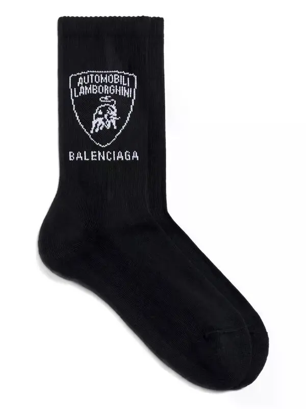 Balenciaga Logo-jacquard Socks - Black