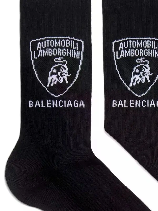 Balenciaga Logo-jacquard Socks - Black