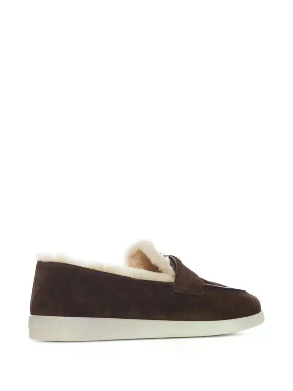 Prada Suede Logo Detail Loafers - Brown