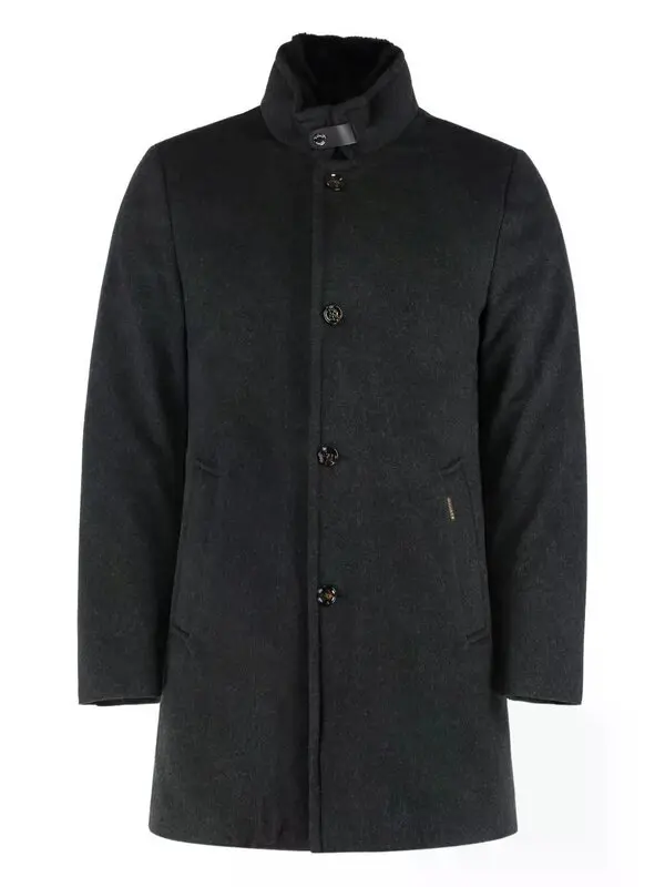 MOORER Button Overcoat With High Neck
