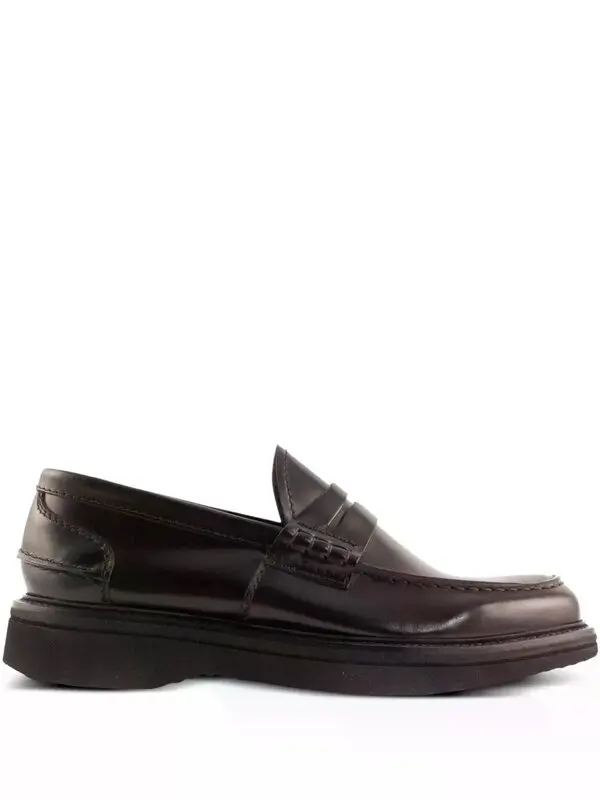 GREEN GEORGE Leather Penny Bar Loafers