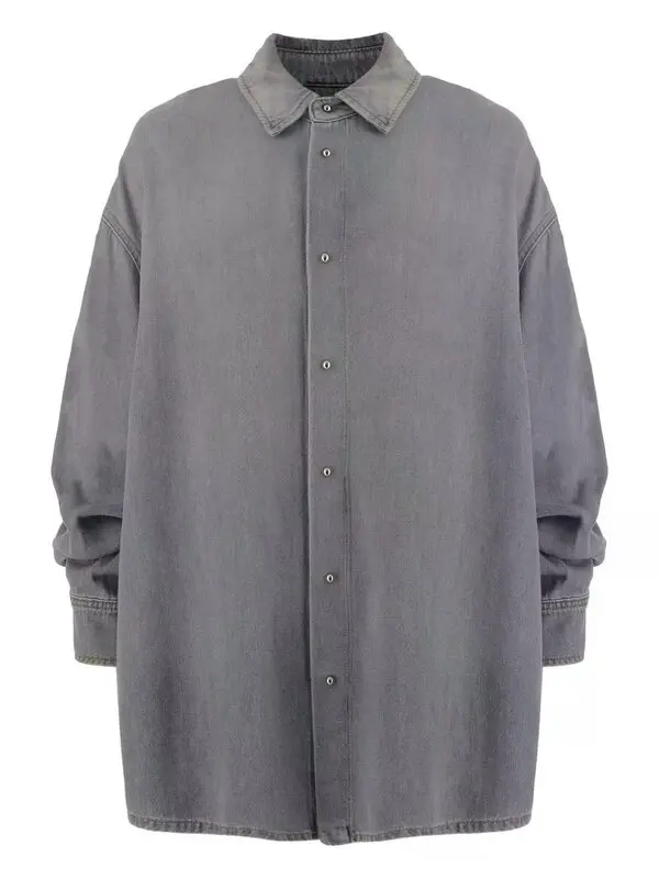DARKPARK Gathered-sleeve Denim Shirt - Grey