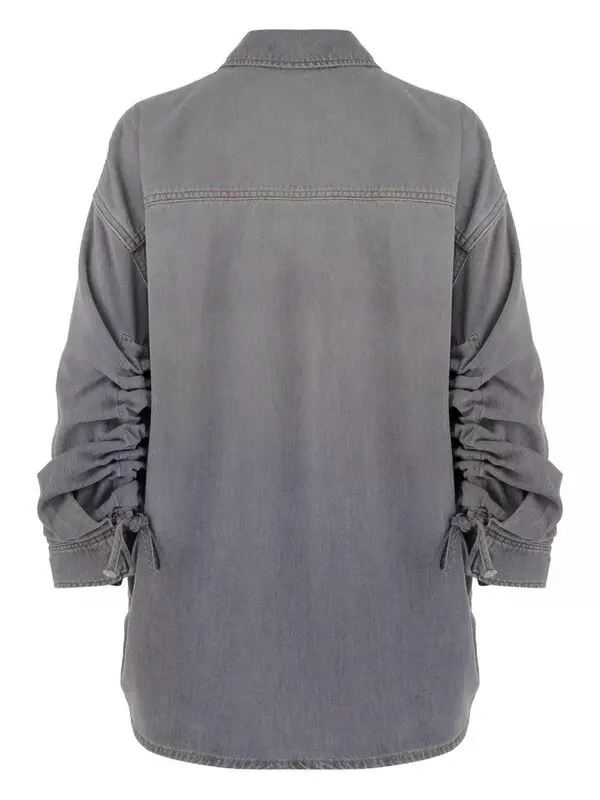 DARKPARK Gathered-sleeve Denim Shirt - Grey
