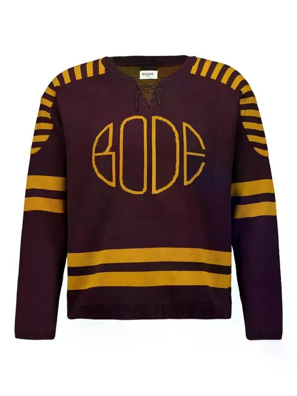 BODE Striped Lace-up Sweater