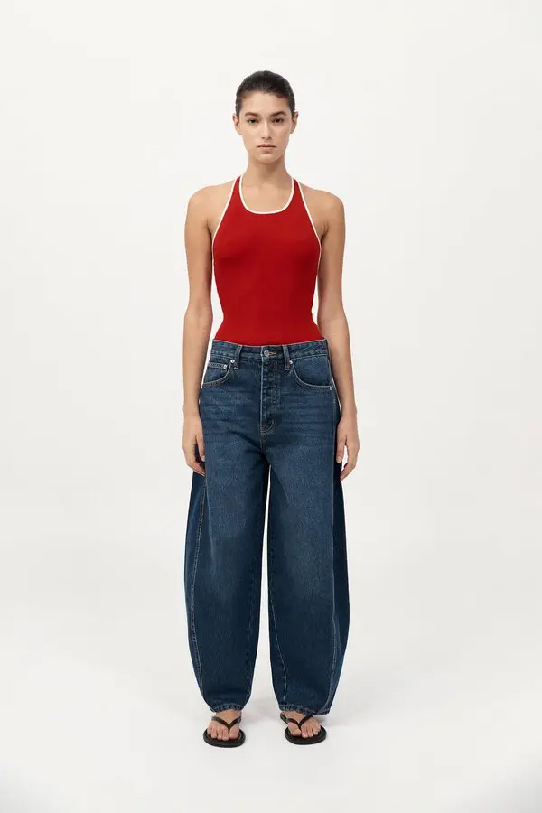 ST. AGNI Fine Line Halter Top - Red