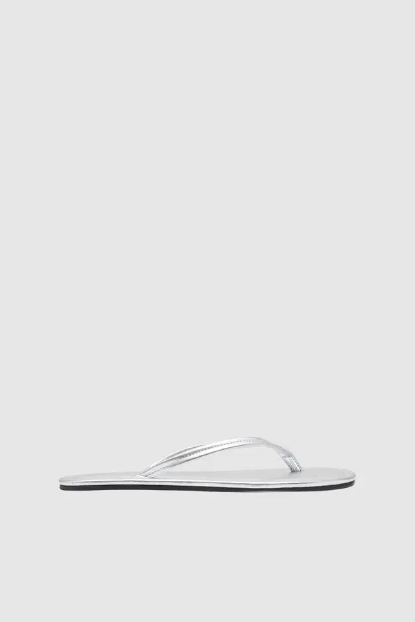 ST. AGNI Thong Detail Slide Sandals - Silver