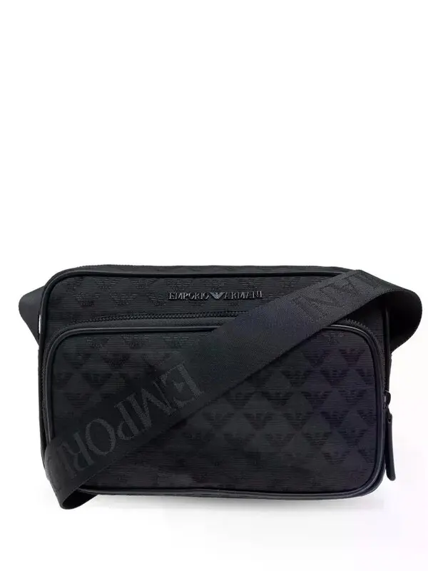 Emporio Armani Logo-jacquard Shoulder Bag - Black