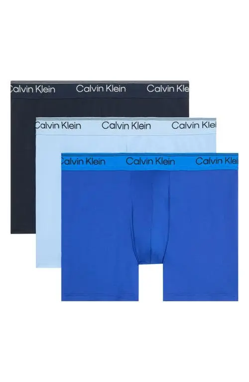 Calvin Klein Assorted 3-pack Microfiber Boxer Briefs - Shoreline/royalty/blue Bell