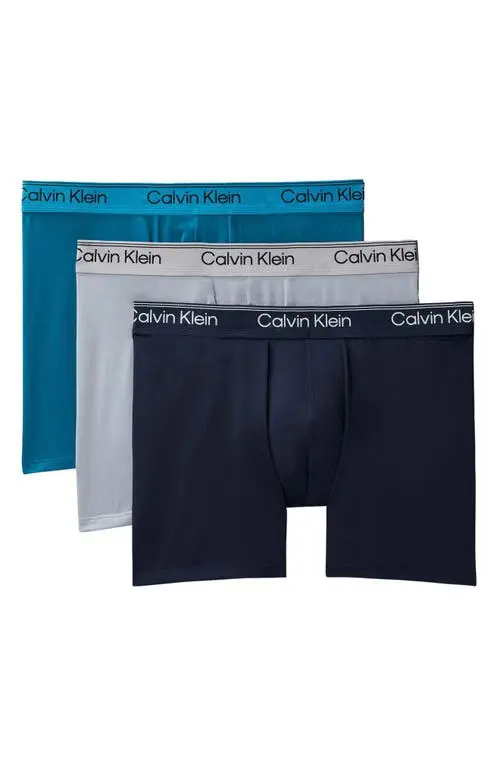 Calvin Klein Assorted 3-pack Microfiber Boxer Briefs - Sleet/teal Marine/shoreline