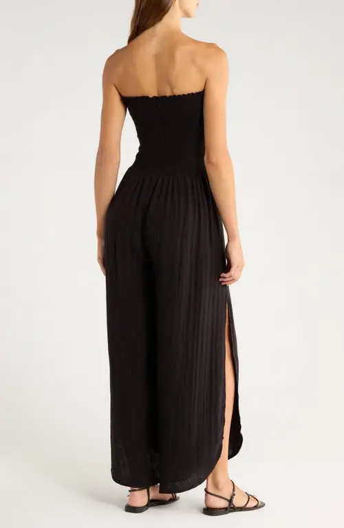 Elan Smocked Strapless Jumpsuit - Black