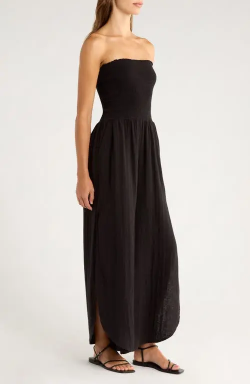Elan Smocked Strapless Jumpsuit - Black