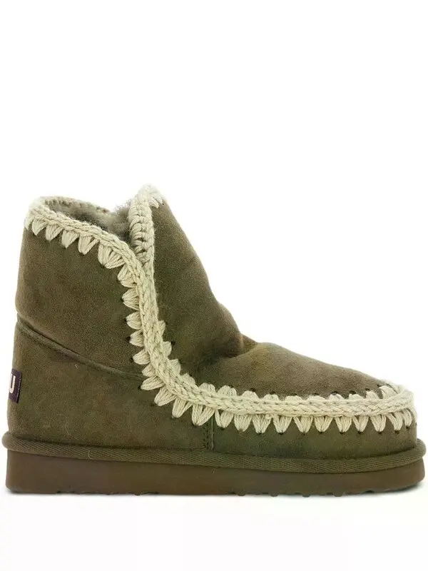 Mou Logo-patch Suede Boots - Green