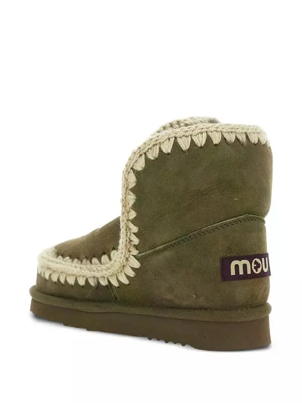 Mou Logo-patch Suede Boots - Green