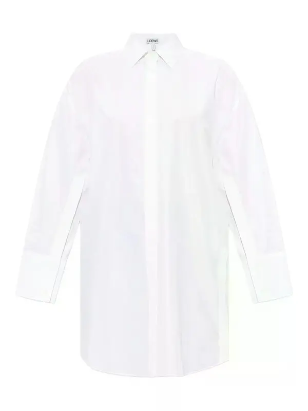Loewe Logo-embroidered Cotton Midi Shirt Dress - White