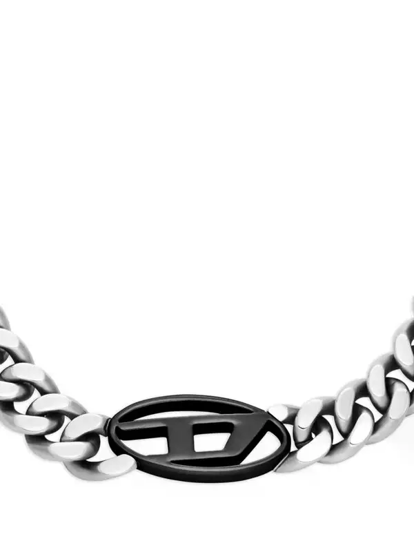 DIESEL® Curb-chain Necklace With Logo Plaque