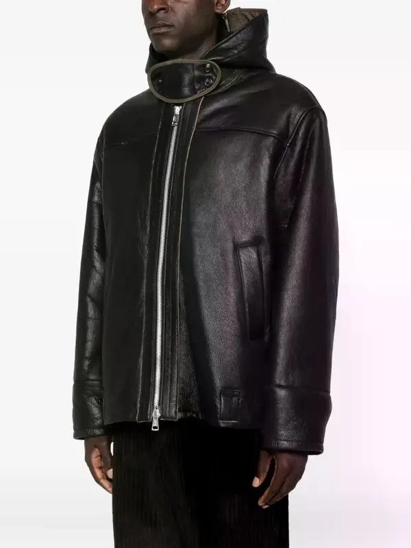 Our Legacy Blizzard Hooded Leather Jacket - Black