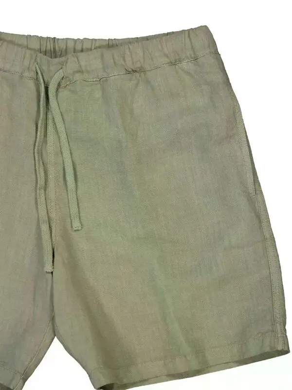120% Lino Elasticated-waist Linen Deck Shorts - Green