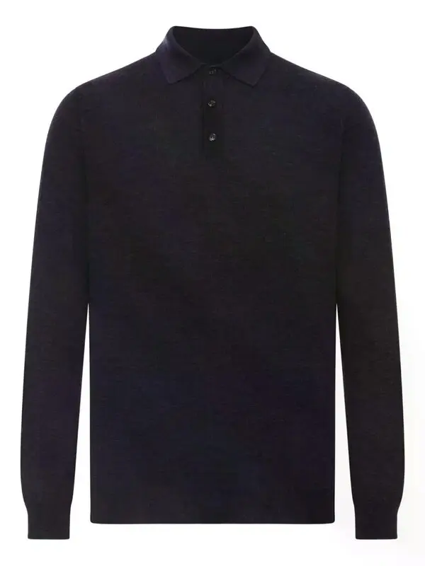 ZANONE Long-sleeve Polo Shirt - Black