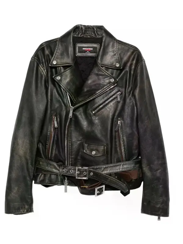 Dsquared2 Belted Leather Biker Jacket