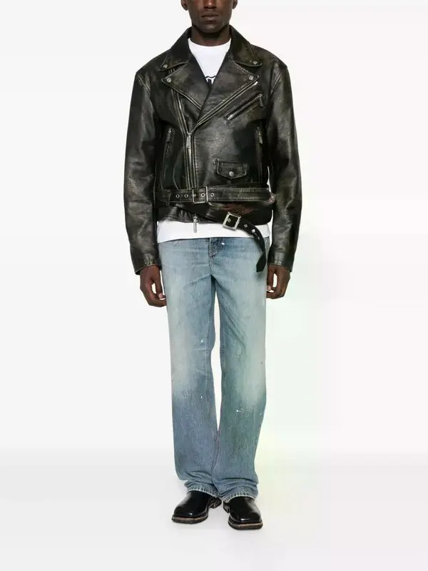 Dsquared2 Belted Leather Biker Jacket