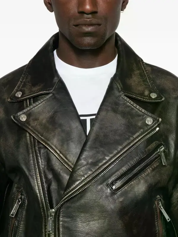 Dsquared2 Belted Leather Biker Jacket
