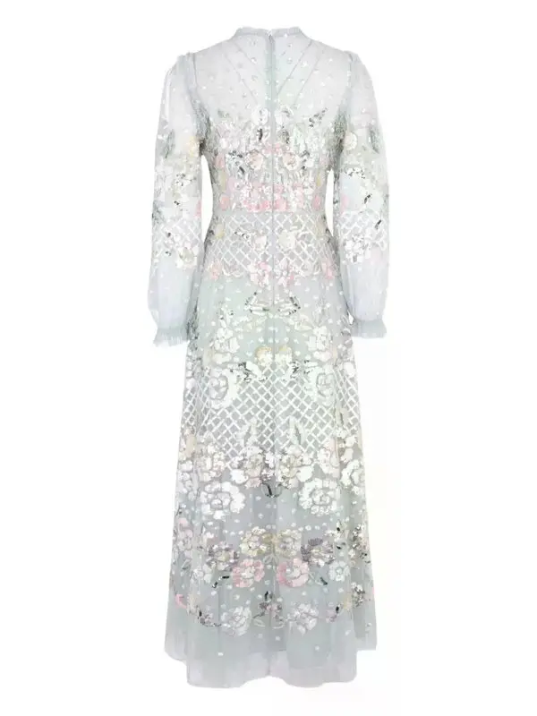 NEEDLE & THREAD Rosalie Sequin-embellished Floral Dress - Blue