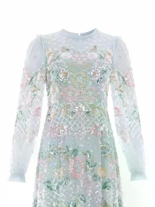 NEEDLE & THREAD Rosalie Sequin-embellished Floral Dress - Blue