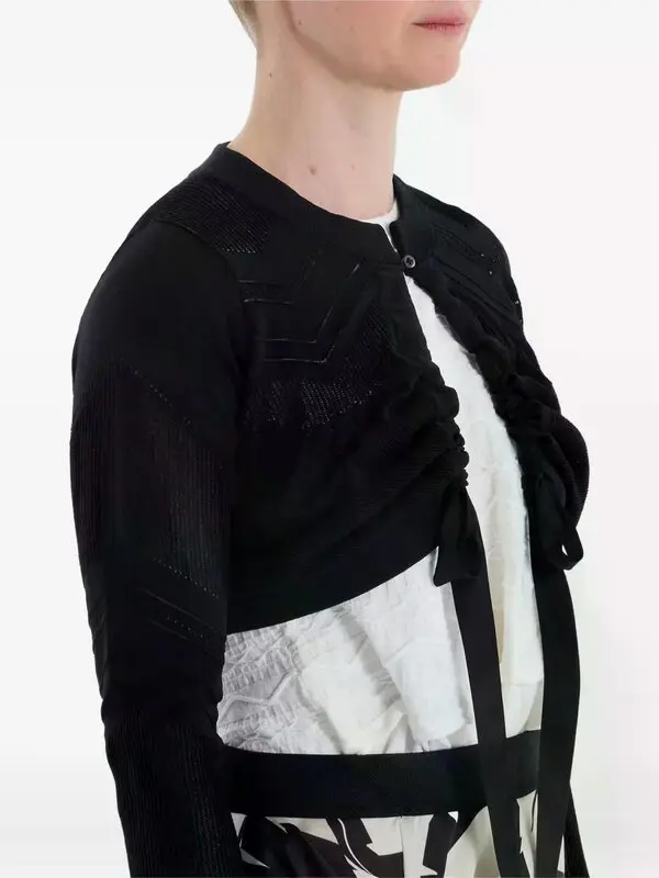 High Tie-front Textured Knit Bolero