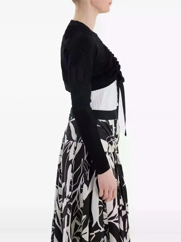 High Tie-front Textured Knit Bolero
