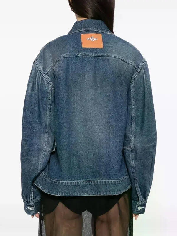 Simone Rocha Pearl-embellished Belted Denim Jacket