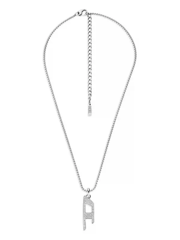 DIESEL® Steel Crystal-pavé Pendant Necklace - Grey