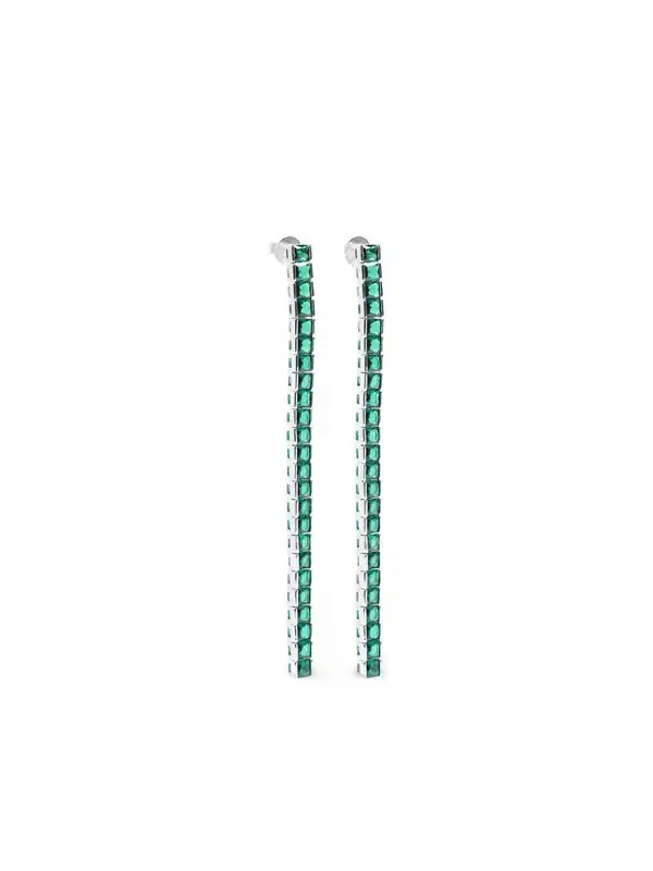 IZABEL DISPLAY Square Emerald Drop Earrings - Silver