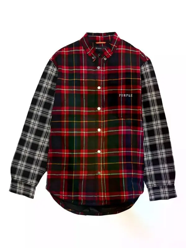 PURPLE BRAND Quilted Plaid Shirt Jacket