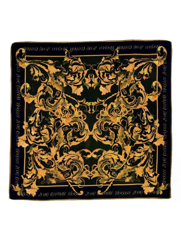 Versace Baroque-print Silk Scarf - Black