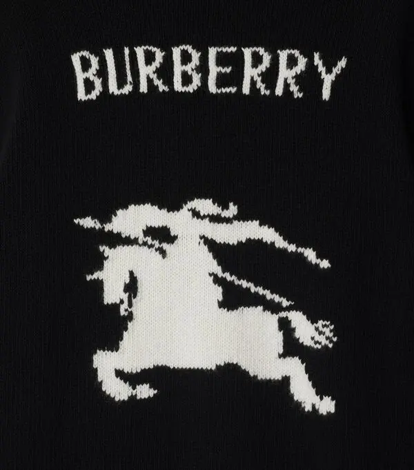 Burberry Wool-cashmere Equestrian Knight Jacquard Knit Crewneck Sweater - Black