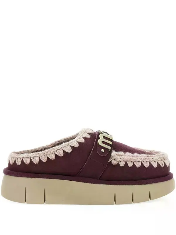 Mou Crochet-trim Platform Mules