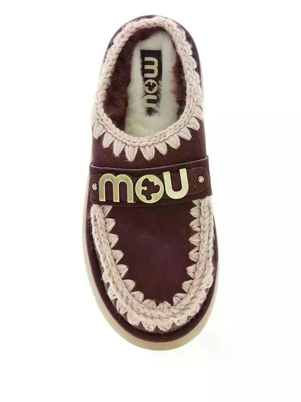Mou Crochet-trim Platform Mules
