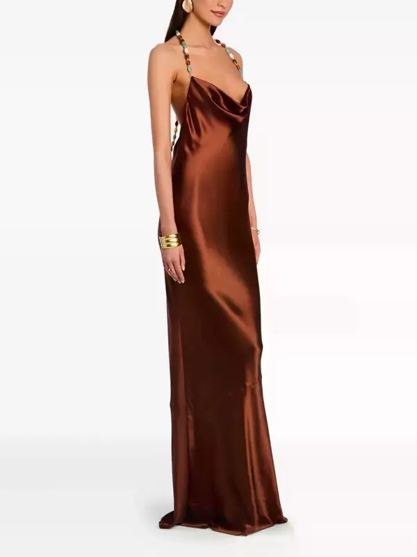 Retrofete Finley Cowl-neck Beaded-strap Maxi Dress