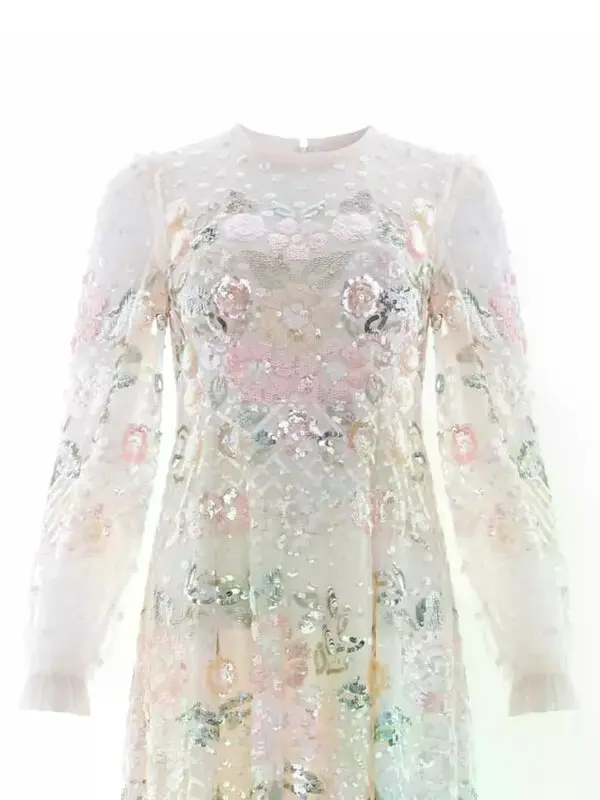 NEEDLE & THREAD Rosalie Sequin-embellished Long-sleeve Dress