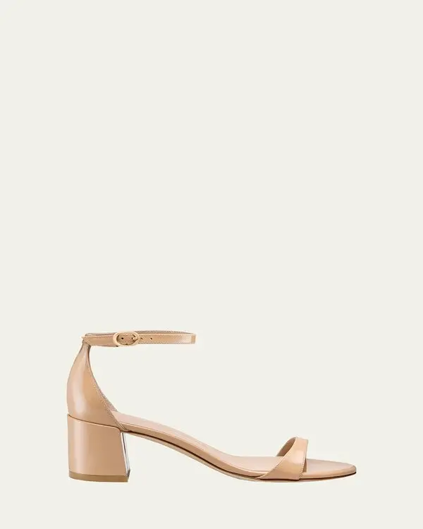 STUART WEITZMAN Nudist Patent Ankle-wrap Low Sandals