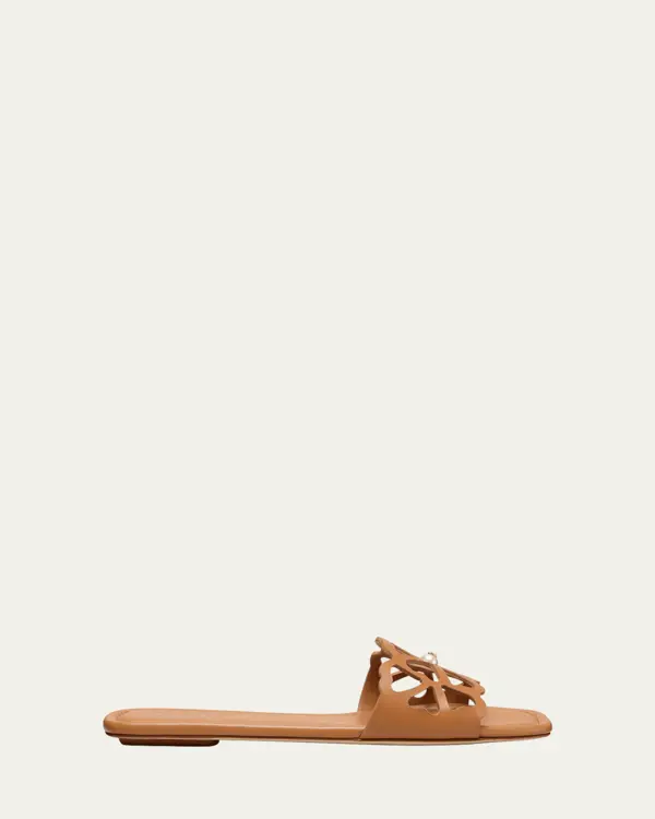 STUART WEITZMAN Jasmine Cutout Flat Slide Sandals - Brown