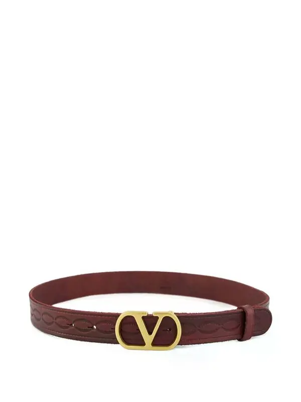 Valentino Garavani Vlogo Signature Leather Belt - Red