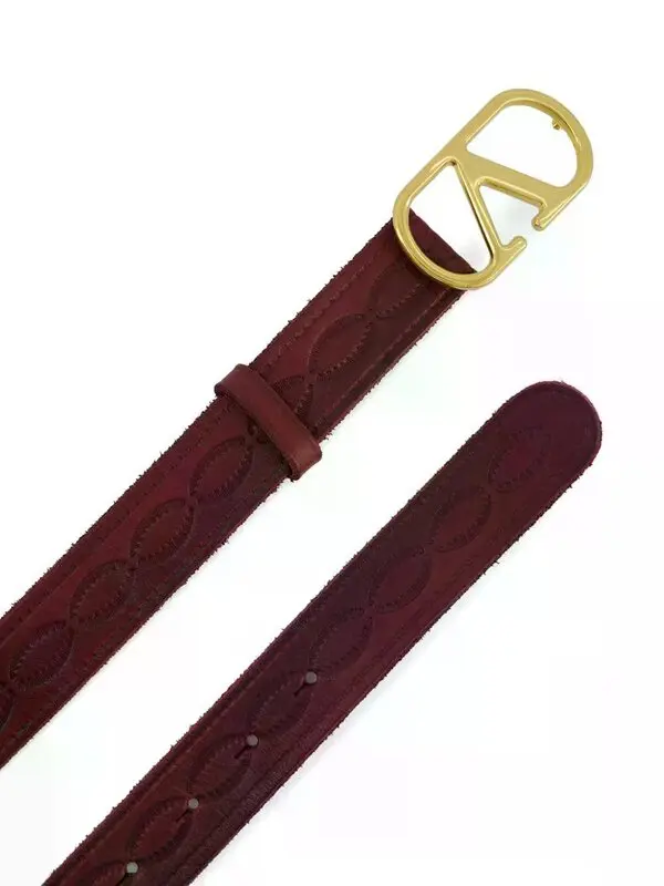 Valentino Garavani Vlogo Signature Leather Belt - Red
