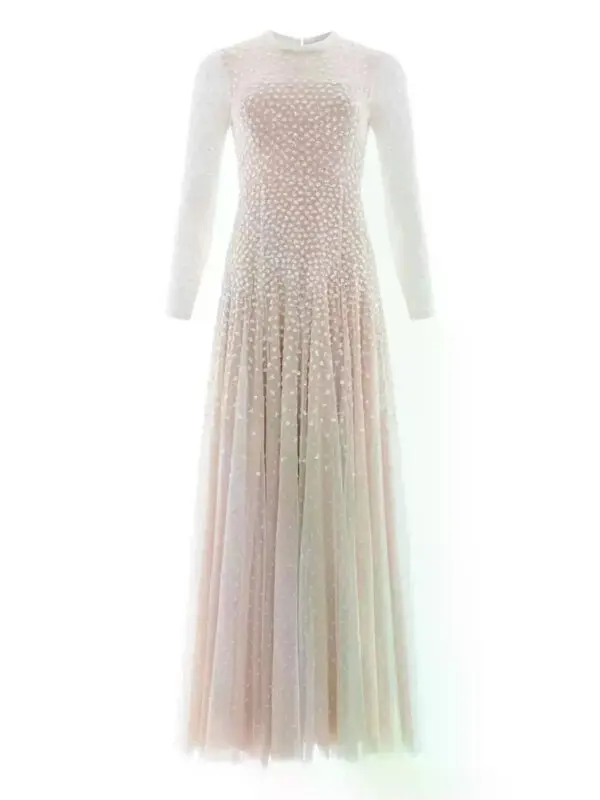 NEEDLE & THREAD Sequin-embellished Round-neck Gown