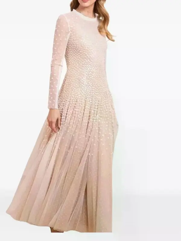 NEEDLE & THREAD Sequin-embellished Round-neck Gown
