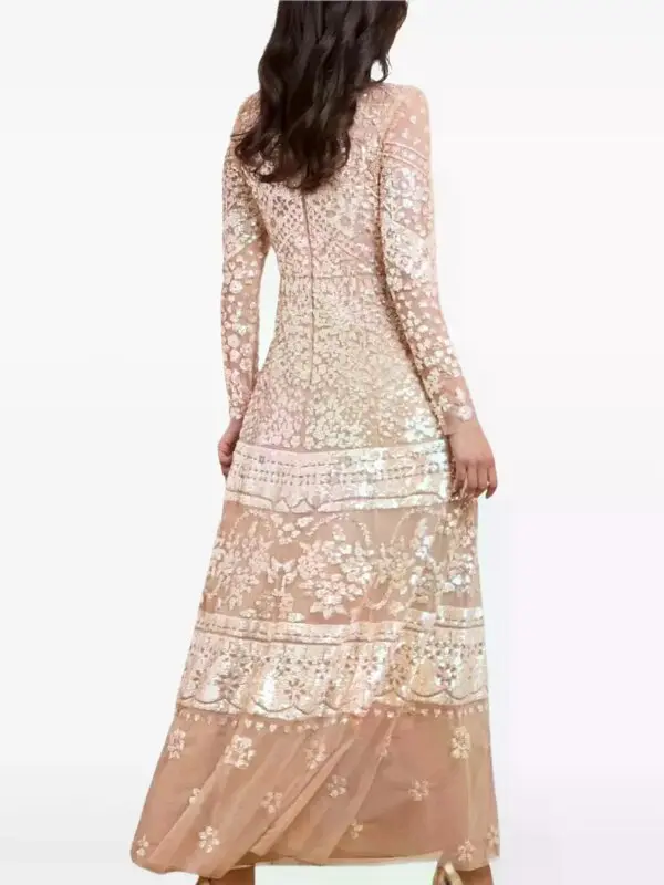 NEEDLE & THREAD Aurora Sequin-embellished Tiered Gown - Neutrals